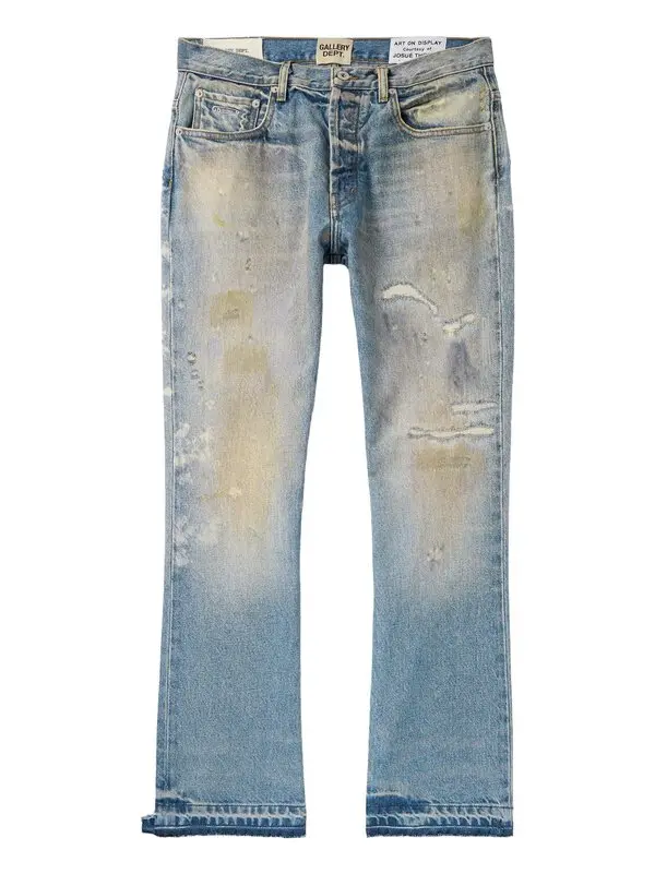 GALLERY DEPT. Greased 646 Straight-leg Distressed Jeans - Blue