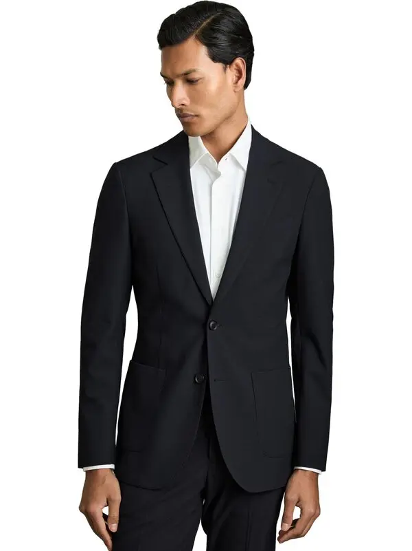 REISS Found Blazer Single-breasted Stretch Suit Blazer Slim-fit - Navy