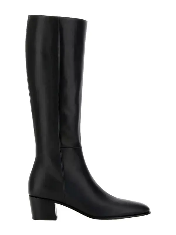 GIANVITO ROSSI 50mm Lyell Leather Block-heel Boots - Black
