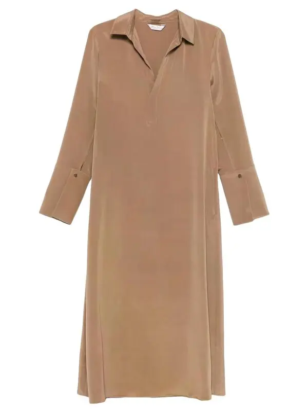 Max Mara Button-cuff Silk Dress - Brown