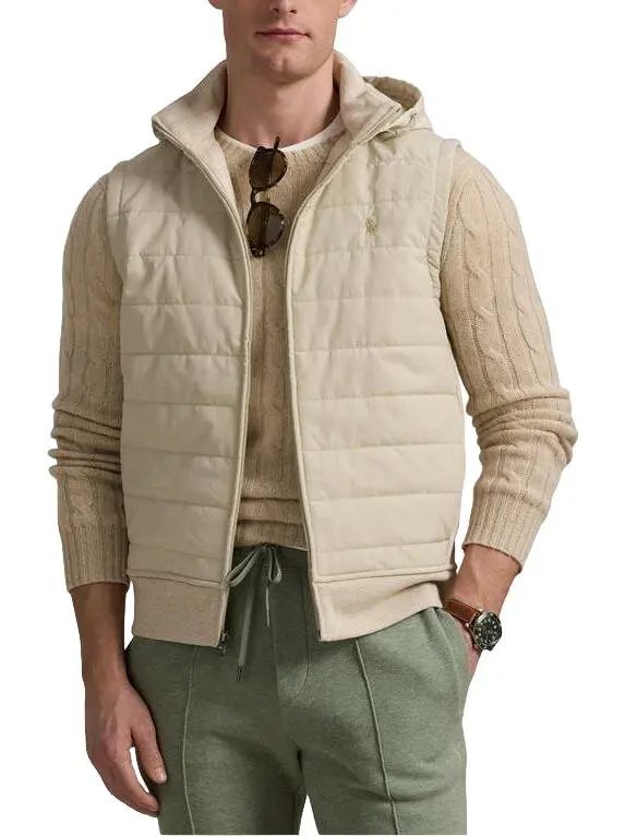 Polo Ralph Lauren Hybrid Vest With Removable Hood - Expedition Dune Heather