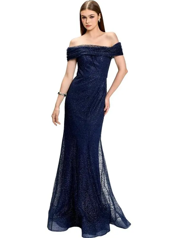 BARIANO Alianna Glitter Gown - Navy