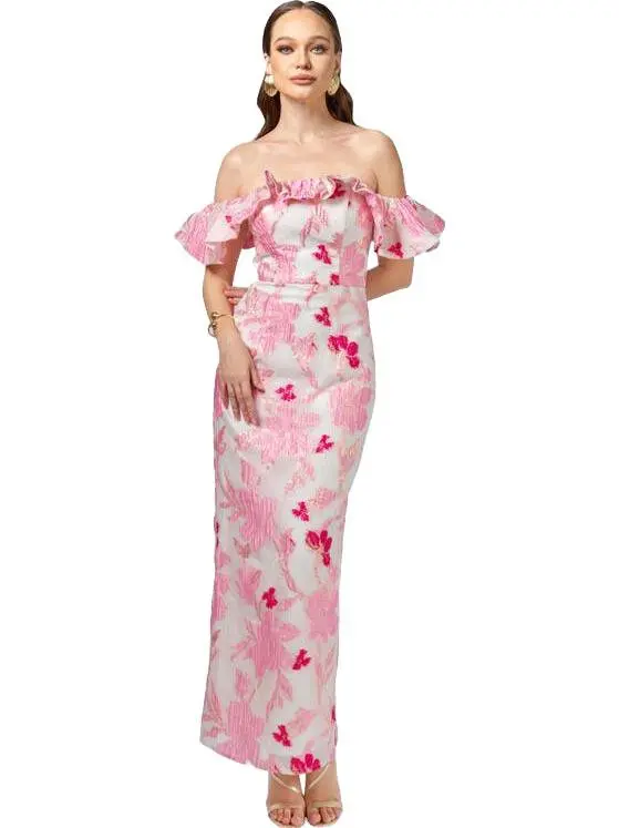BARIANO Jacquie Off-shoulder Midaxi Gown - Pink