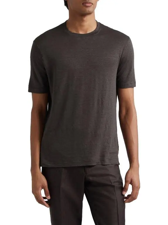 Thom Sweeney Linen Stretch Jersey T-shirt - Brown