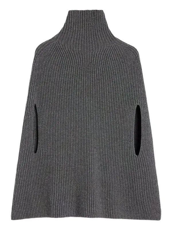 JIL SANDER High-neck Ribbed Cape - Grey