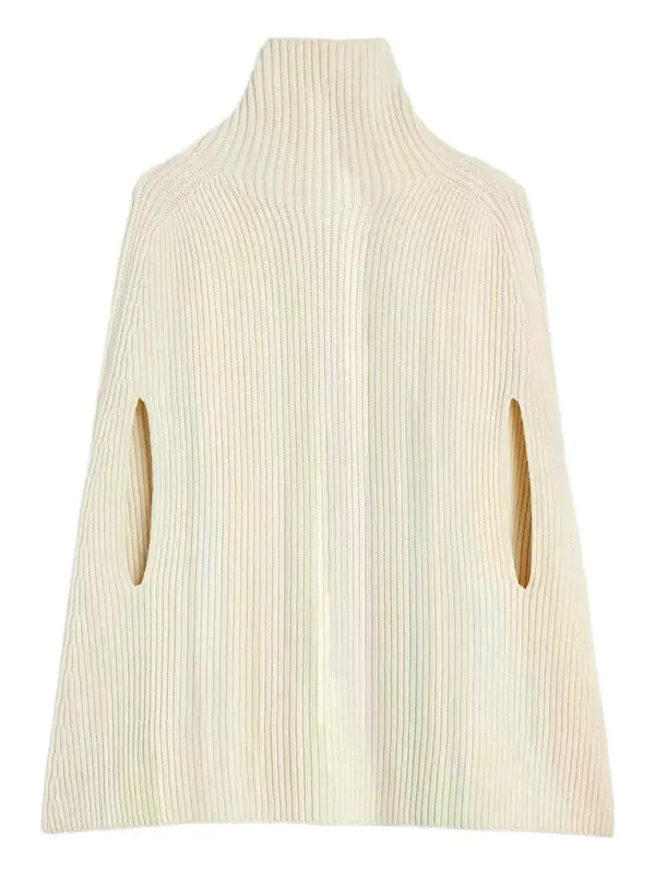 JIL SANDER High-neck Ribbed Cape - Neutrals