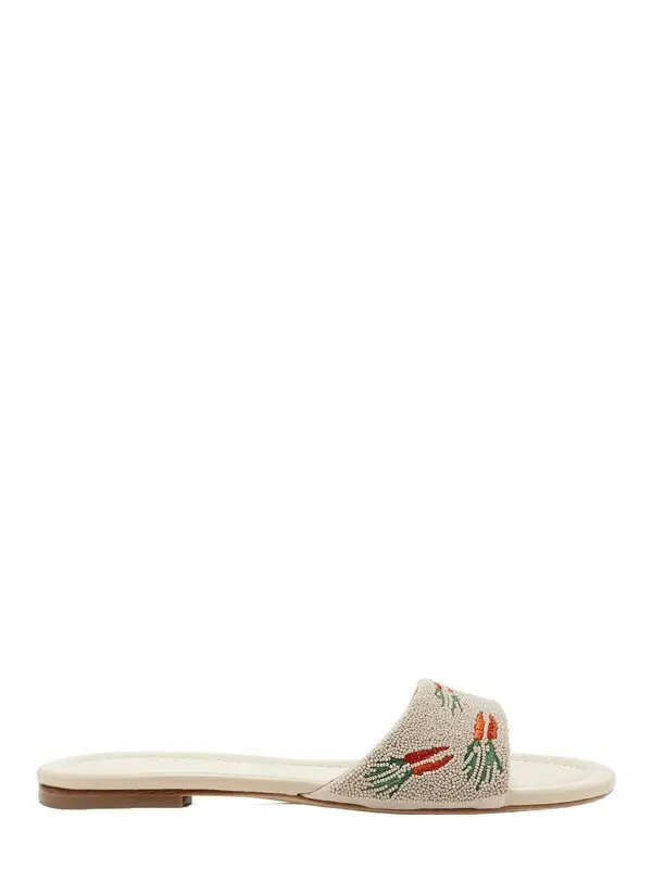 Staud Gracie Beaded Leather Sandals - Ivory