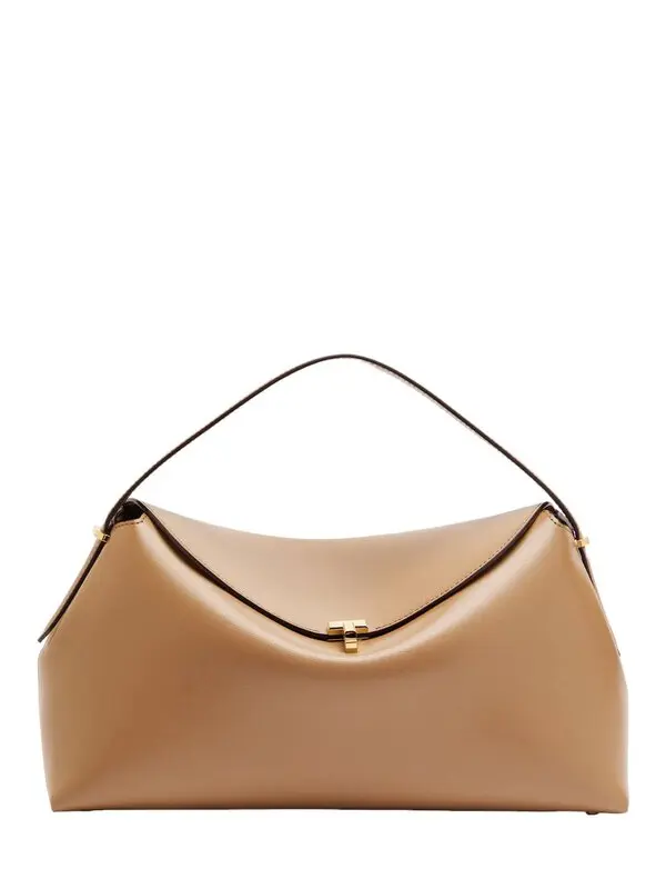 TOTEME T-lock Leather Top Handle Bag - Camel
