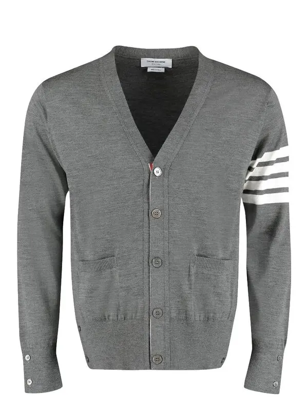 Thom Browne Merino Wool Cardigan - Grey