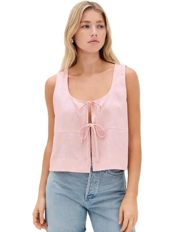 VRG GRL Nessa Linen Smock Top - Pink