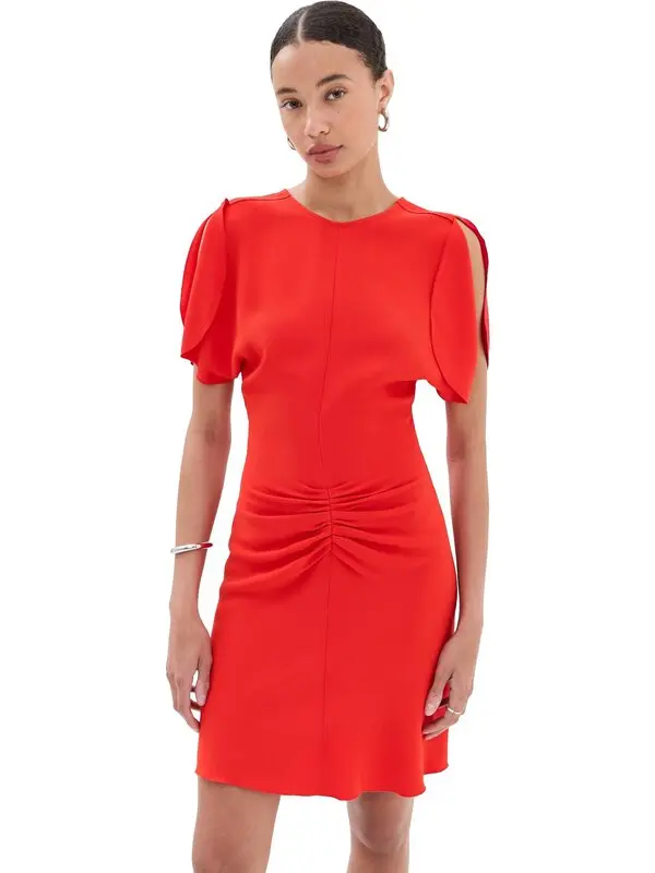 Victoria Beckham Gathered Waist Mini Dress - Red