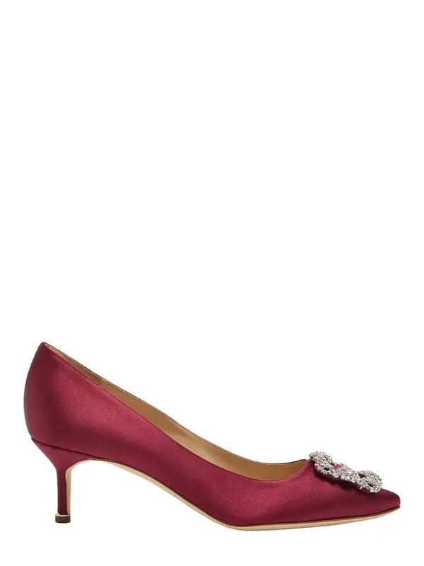 Manolo Blahnik Hangisi 50 Satin Pumps - Dark Red
