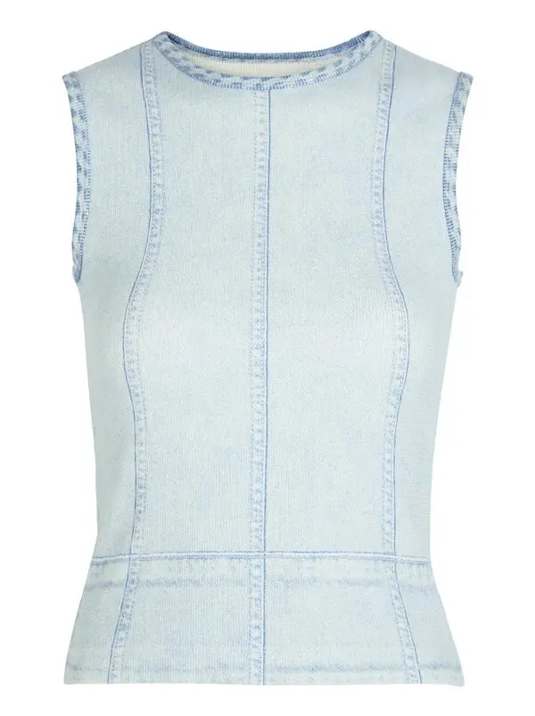 Rag & Bone Printed Stretch-cotton Tank - Blue