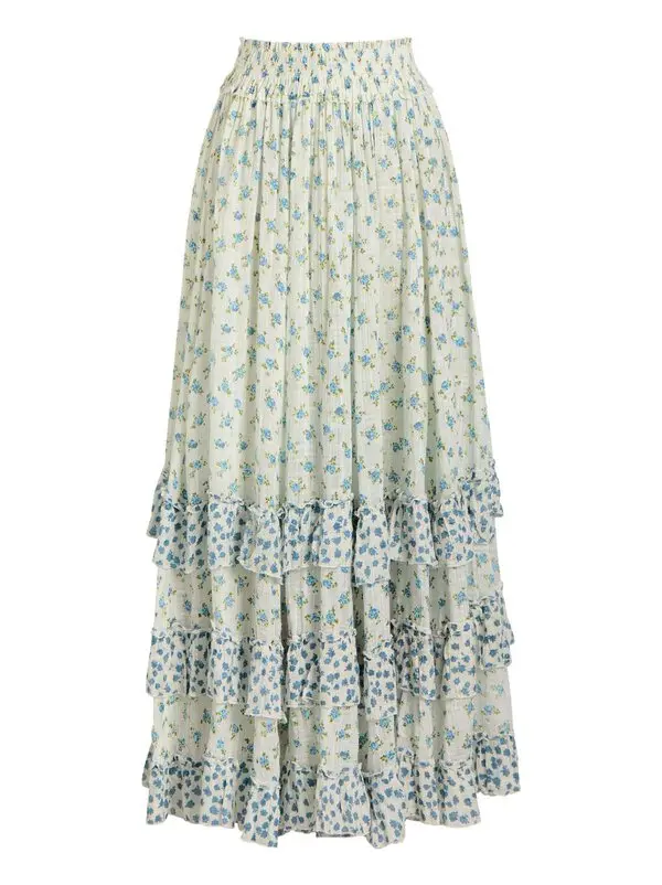 Free People Floral-print Cotton-blend Midi Skirt - Ivory
