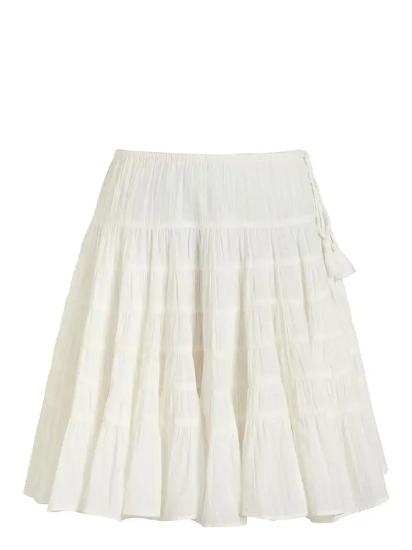 Free People Tiered Cotton Mini Skirt - Ivory