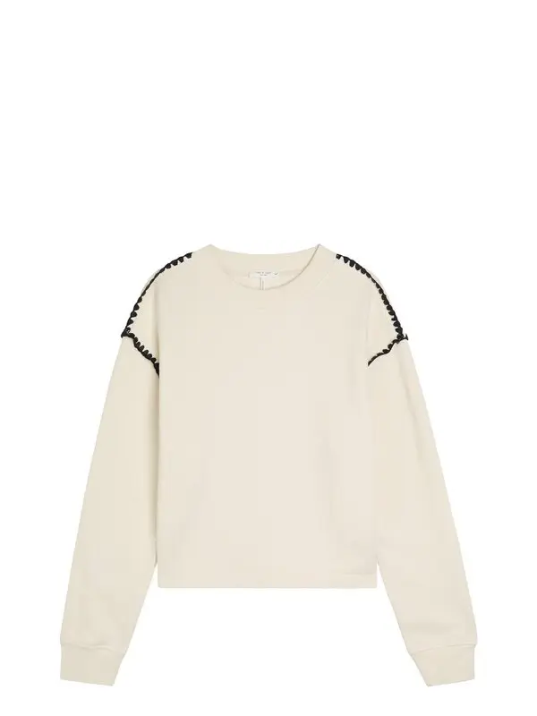 Rag & Bone Cotton-blend Sweatshirt With Blanket Stitch Trim - Cream