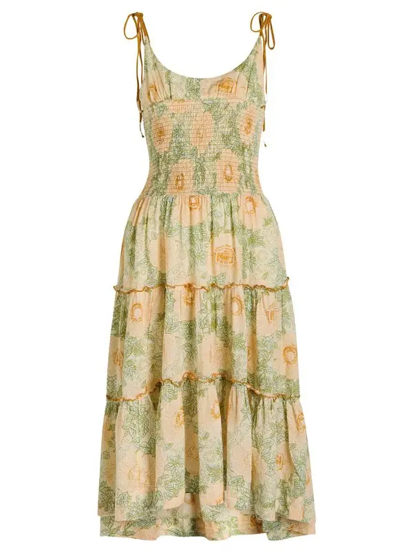 Free People Adriel Floral-print Cotton Midi Dress - Ivory