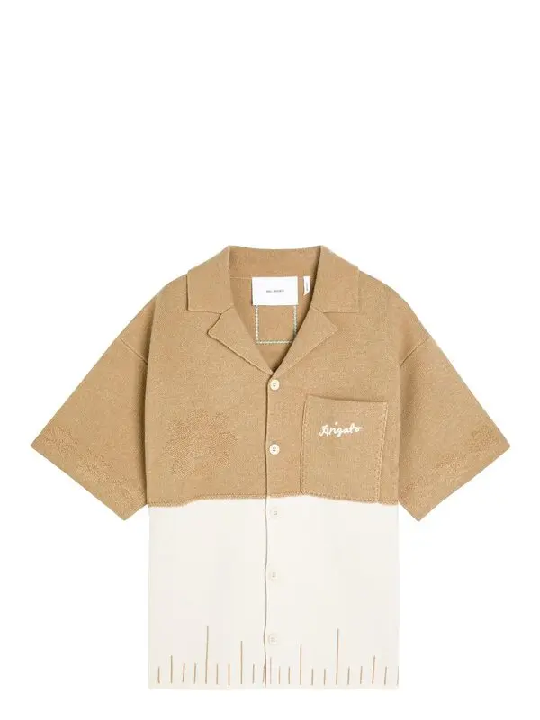 Axel Arigato Pier Textured Logo-embroidered Wool Shirt - Beige
