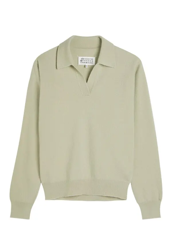 MAISON MARGIELA Wool Polo Jumper - Light Green