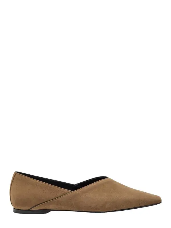 TOTEME Panelled Suede Flats - Olive