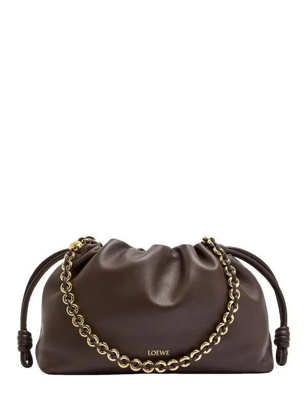 Loewe Flamenco Medium Leather Clutch - Dark Brown