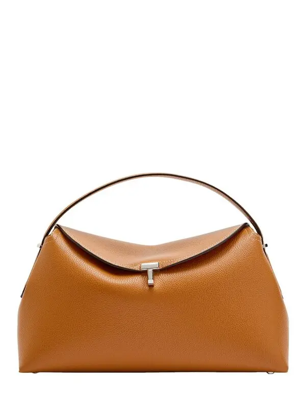 TOTEME T-lock Grained Leather Top Handle Bag - Tan