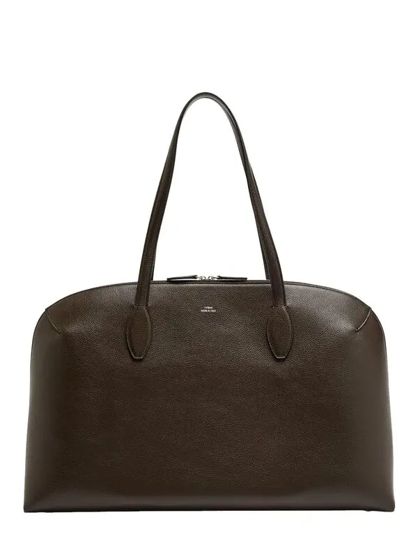 TOTEME Grained Leather Tote - Chocolate