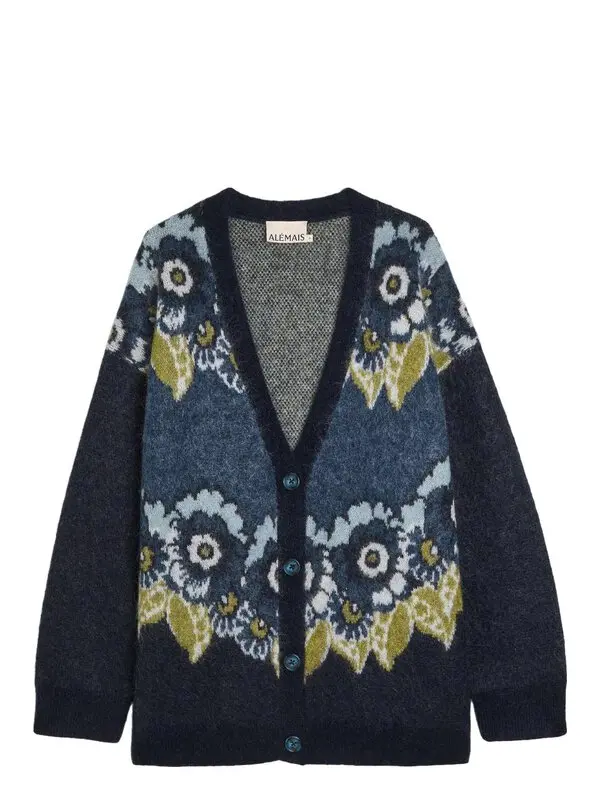 ALEMAIS Madalena Floral-intarsia Knit Cardigan - Multicoloured
