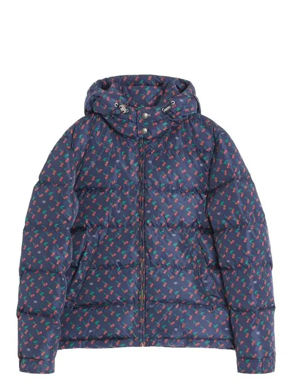 Valentino Garavani Nylon Hooded Down Jacket - Blue