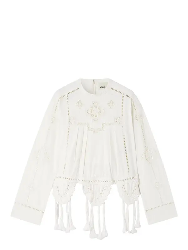 Isabel Marant Severine Crochet And Macramé-trimmed Top - White