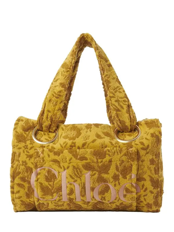 Chloé Large Plage Tote Bag In Jacquard Terry - Gold