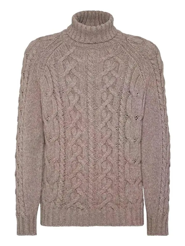 Brunello Cucinelli Cable-knit Roll Neck Sweater - Neutrals
