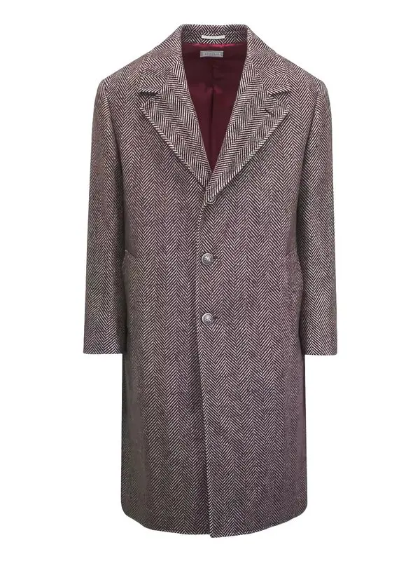 Brunello Cucinelli Herringbone Single-breasted Coat - Brown