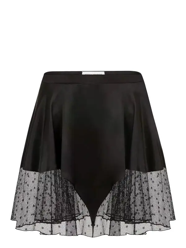 Nina Ricci Satin Lace-trimmed Skirt - Black