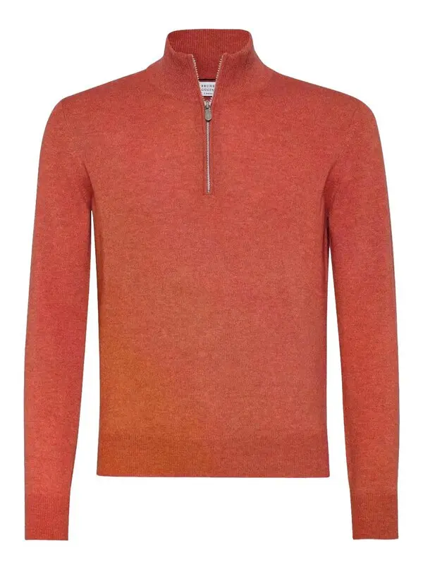 Brunello Cucinelli Cashmere Half-zip Sweater - Orange