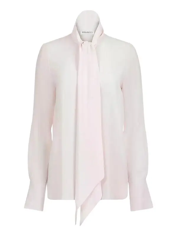Nina Ricci Tie-neck Silk Shirt - Pink