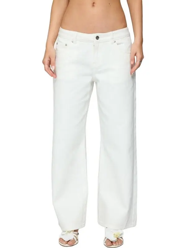 EDIKTED Roman Low Rise Slouchy Jeans - White