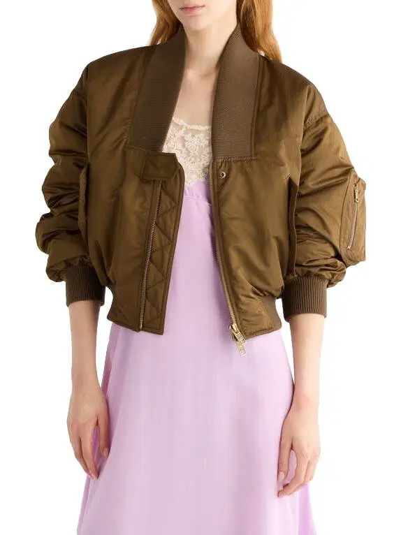 Chloé Oversized Bomber Jacket - Authentic Brown