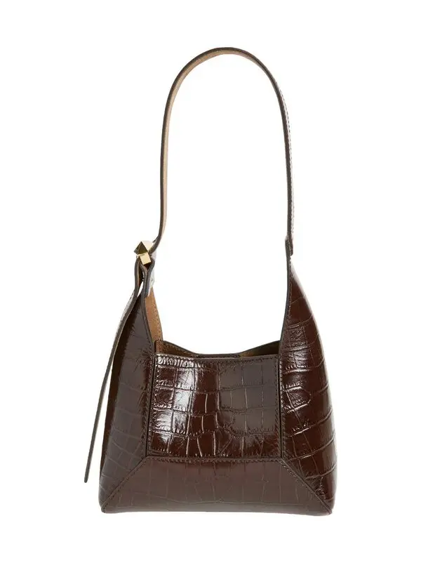 JIMMY CHOO Small Diamond Hobo Bag - Chocolate/ Gold