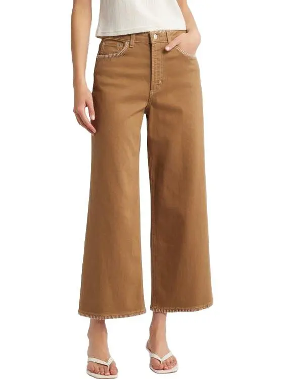 Rails Getty High-waist Wide-leg Crop Jeans - Safari Embroidered