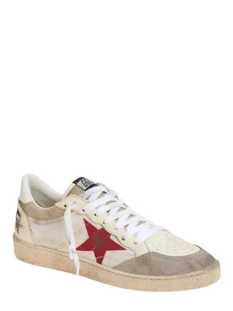 GOLDEN GOOSE Ball Star Low Top Sneaker - Beige/taupe/white/red