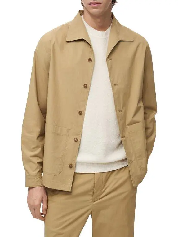 Mango Cotton Overshirt With Pockets - Beige