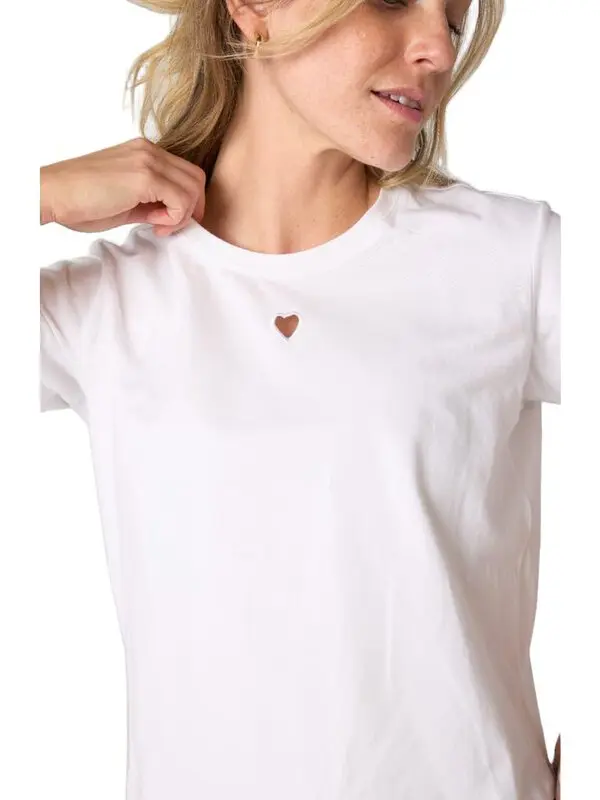 DAUGHTER LESSONS Heart Embroidered T-shirt - White