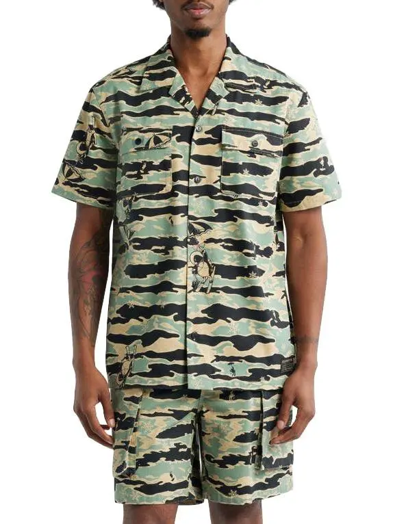 BILLIONAIRE BOYS CLUB Bb Tiger Camo Cotton Camp Shirt - Mojave Desert