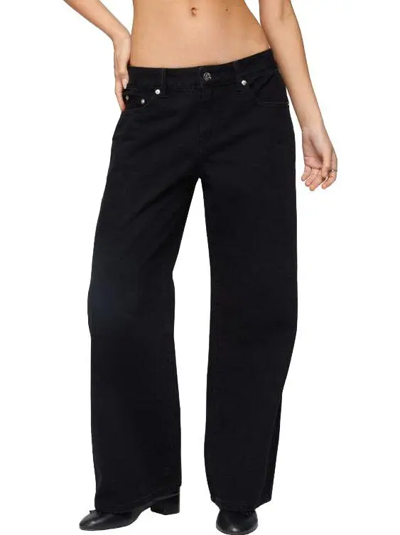 EDIKTED Low Rise Wide Leg Jeans - Black