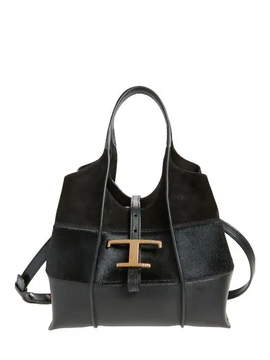TOD'S Mini T Timeless Mixed Media Tote - Nero