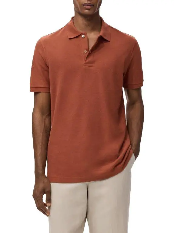 Mango Regular Fit Cotton Piqué Polo - Burnt Orange