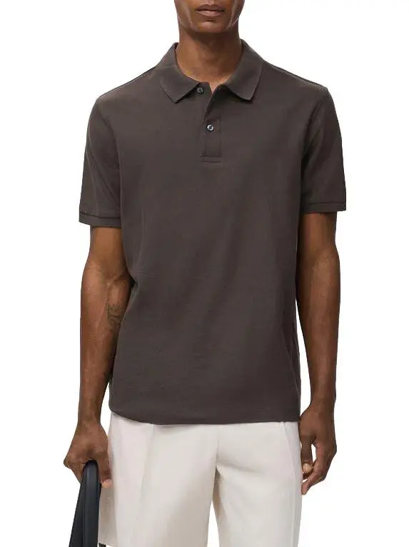 Mango Regular Fit Cotton Piqué Polo - Chocolate