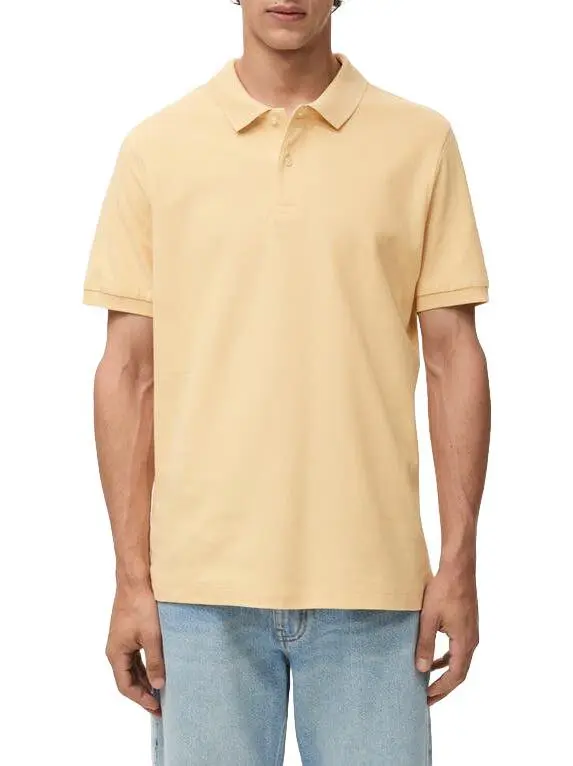 Mango Regular Fit Cotton Piqué Polo - Yellow