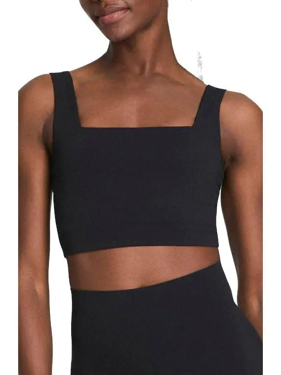 Spanx Square Neck Crop Tank Top - Very Black